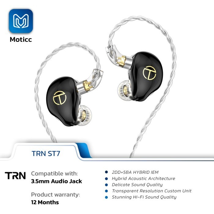 Jual TRN ST7 with Mic 2DD+5BA Hybrid Earphones Earbud HIFI Sport Noise ...