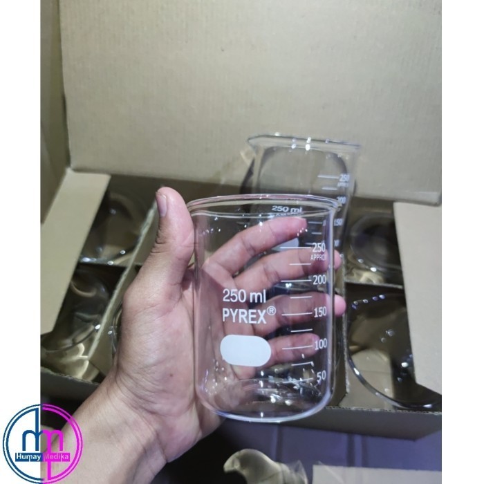 Jual beaker glass pyrex 250ml/Beaker glass low form pyrex | Shopee ...