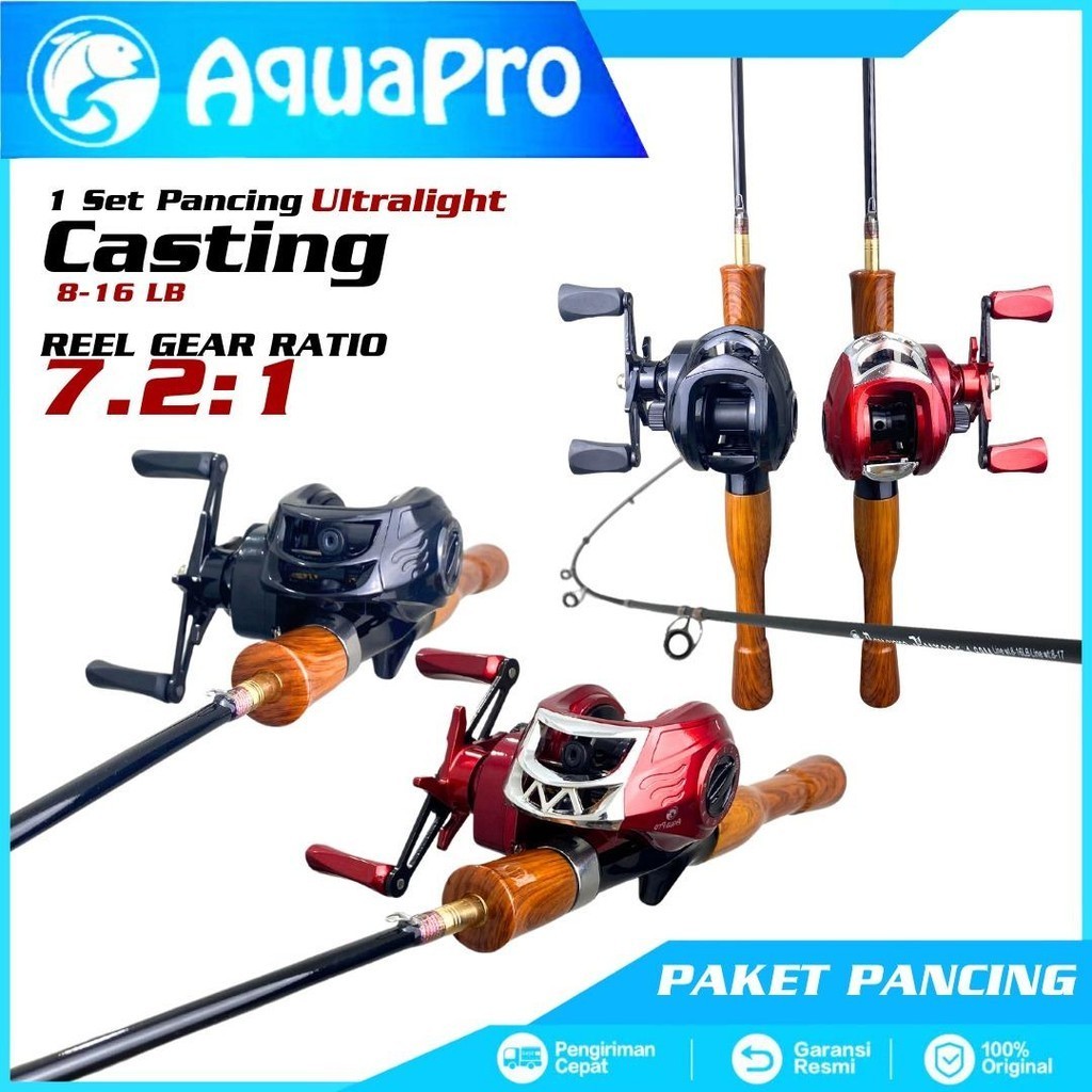 Jual 1 Set Joran Pancing Casting dan Gulungan Pancing Kombo 1.6M 1.8M Joran Pancing Serat Karbon ...