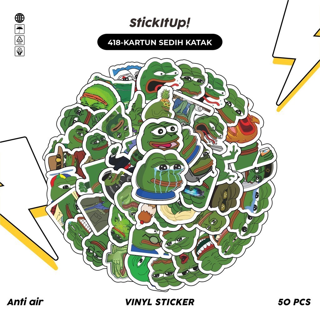Jual COD 50 Pcs Stiker Pack Motif Kartun Katak meme Lucu Aesthetic ...