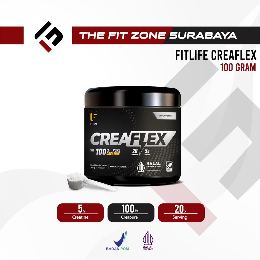 Jual FITLIFE Creaflex 100 Gram 20 Servings Creatine Monohydrate ...