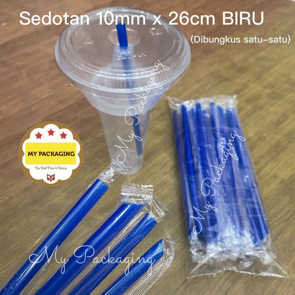 Jual Sedotan BIRU 10mm x 26cm Straw Steril 10 mm 26 cm Bungkus Plastik ...
