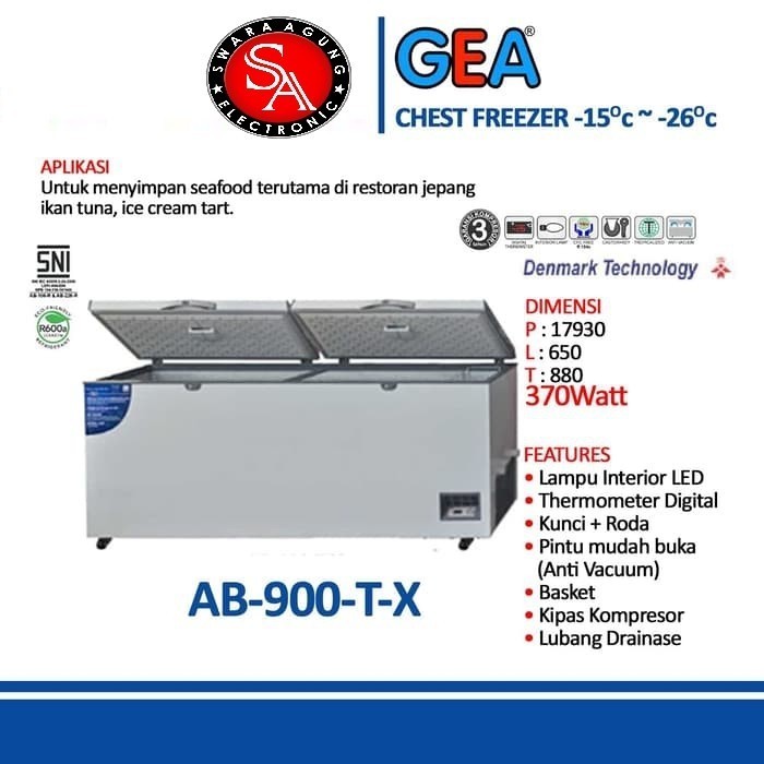 Jual Chest Freezer 900 Liter GEA Type: AB-900T-X (Khusus Daerah Medan ...