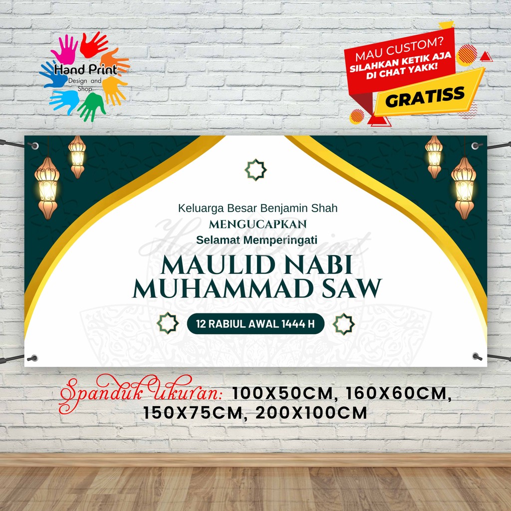 Jual Cetak Spanduk Banner Maulid Nabi Putih Menarik MMT Spanduk Custom ...