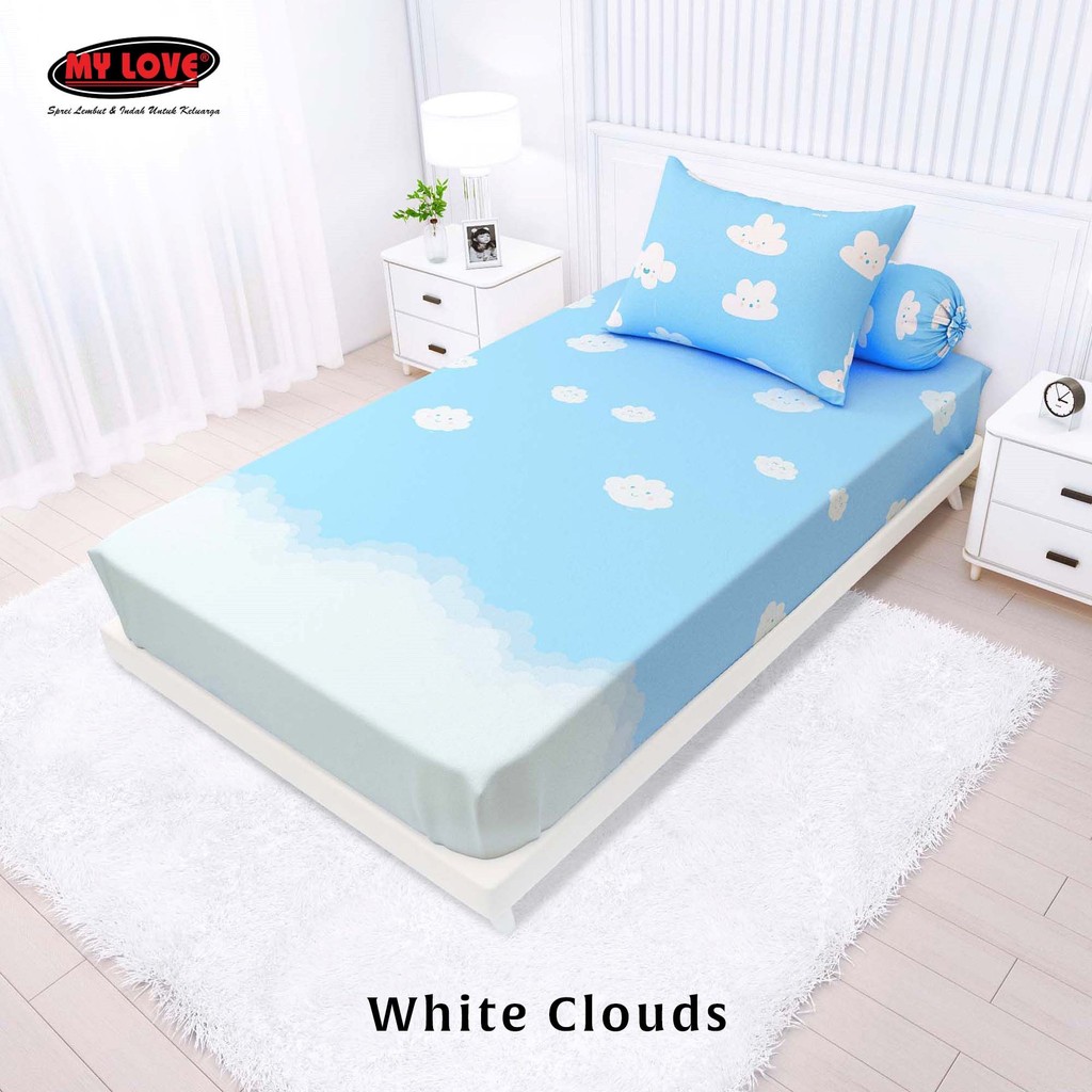 Jual ALL NEW MY LOVE Sprei Single Full Fitted 120x200 White Clouds ...