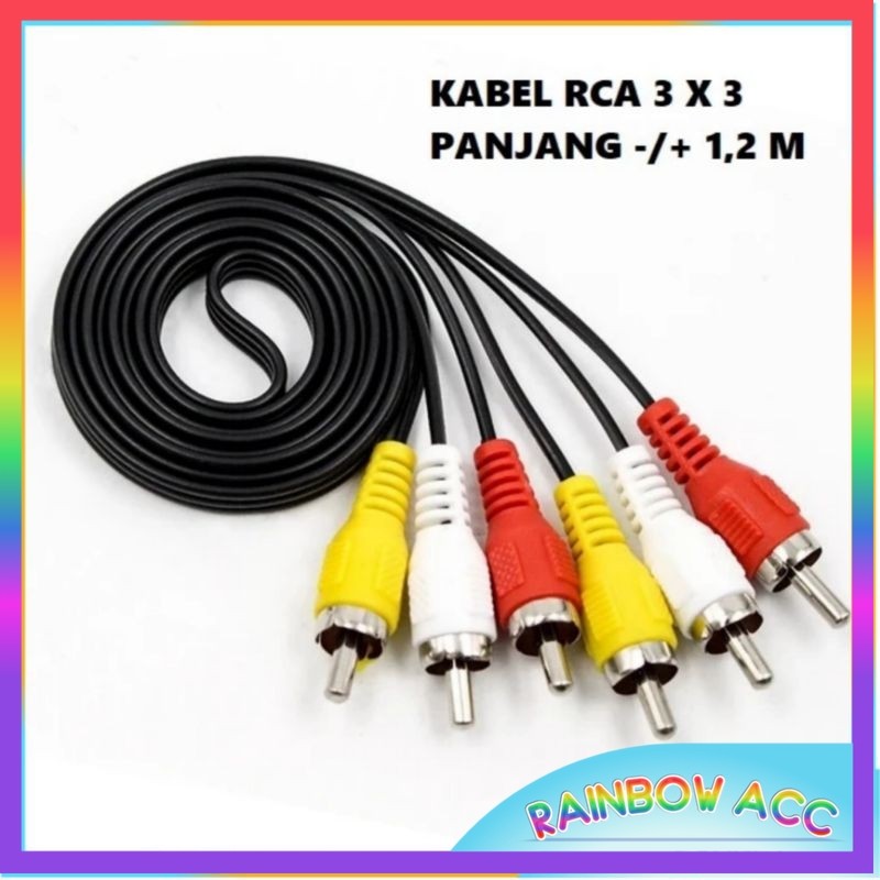 Jual Kabel RCA 3 in 3 AV Jack VCD STB set top box panjang 1,5 Meter ...