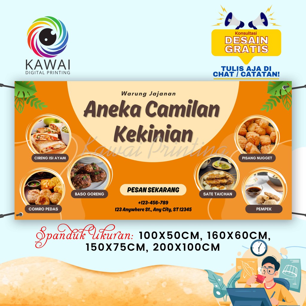 Jual SPANDUK / BANNER Aneka Camilan Kekinian Free Desain | Shopee Indonesia