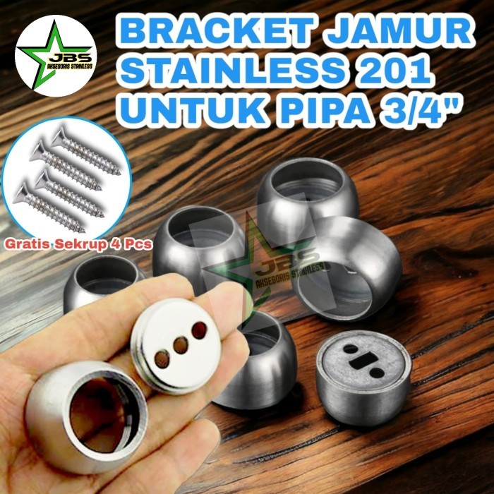 Jual SA99 BRACKET PIPA/JAMUR 3/4" INCHI + SEKRUP STAINLESS (HARGA 1 SET ...