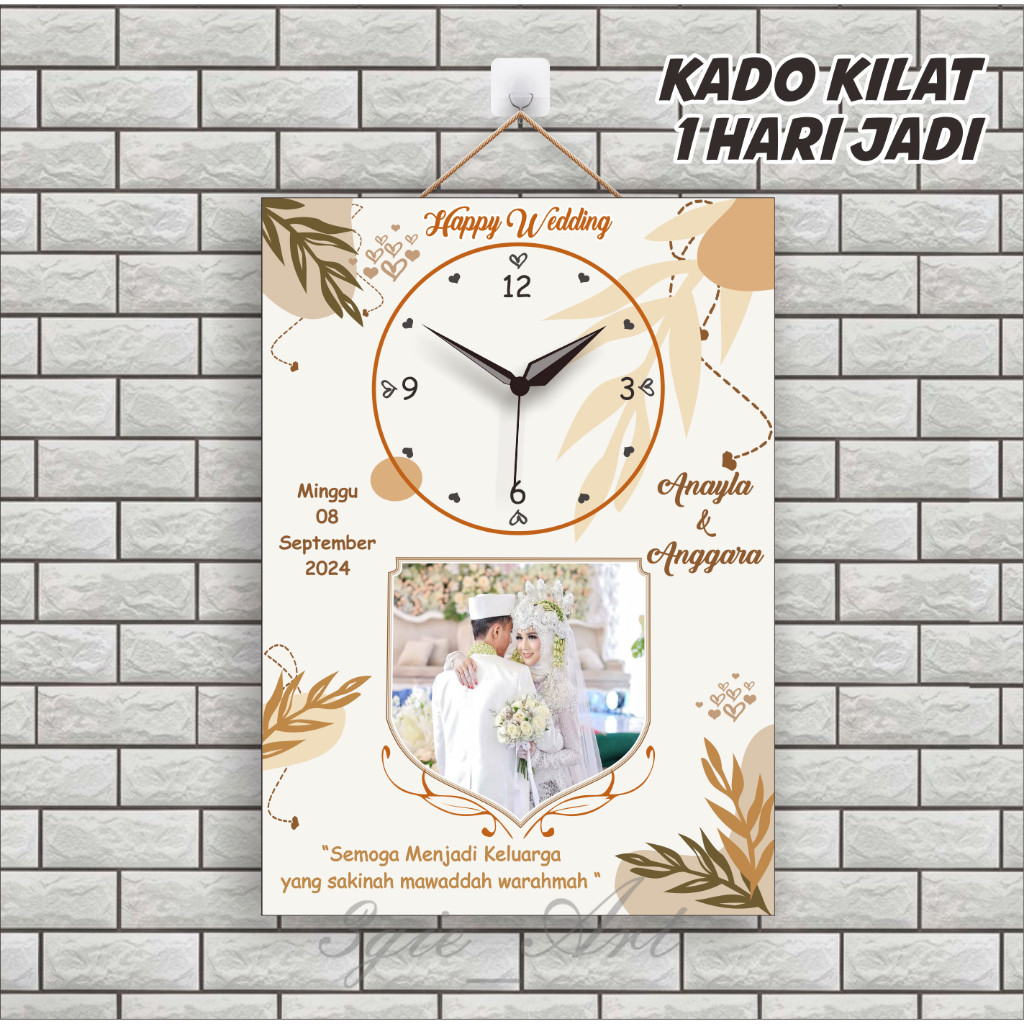 Jual Jam Dinding Foto Kayu Custom Kado Pernikahan Kado wedding Ukuran ...