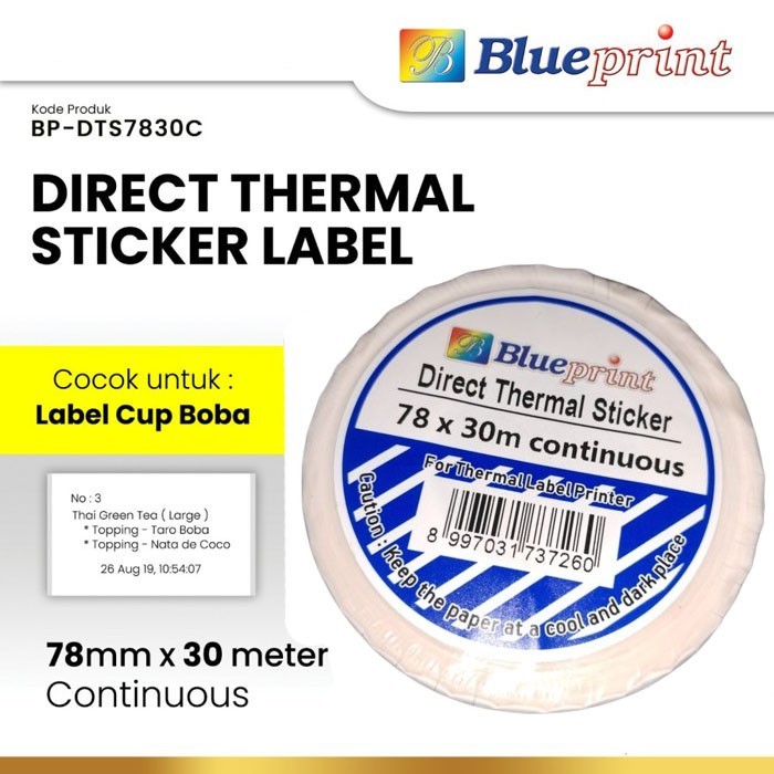Jual Blueprint Direct Thermal Sticker Label 78x30 Meter Continuous ...