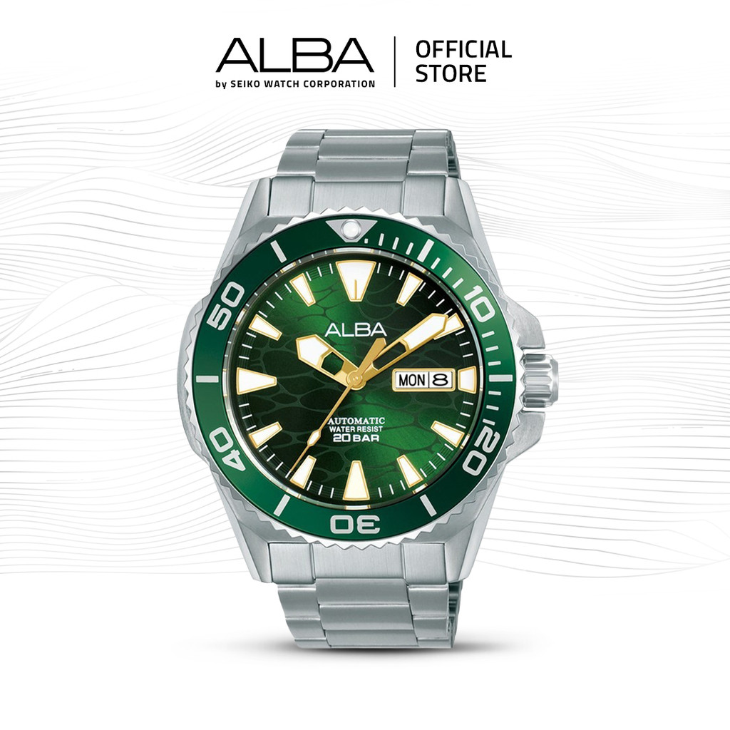 Jual Alba Mechanical Jam Tangan Pria A3B015 / A3B015X1 Automatic Green ...