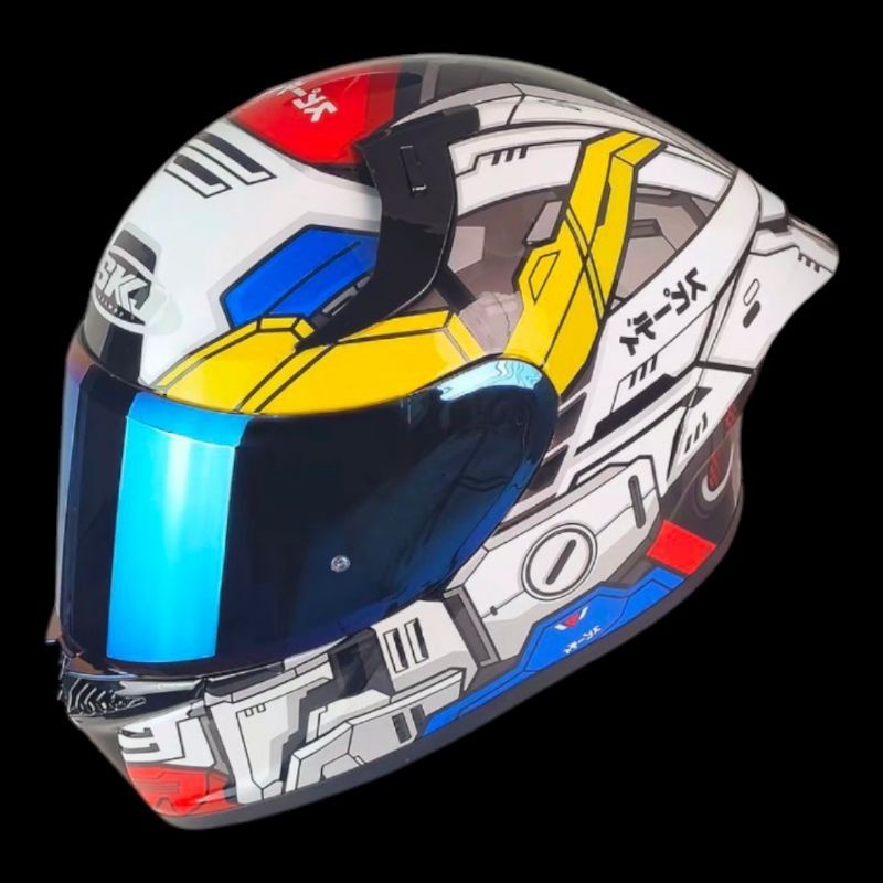 Jual helm skj Falcon Motif Gundam Terbaru Kaca Visor Blue Iridium Helm ...