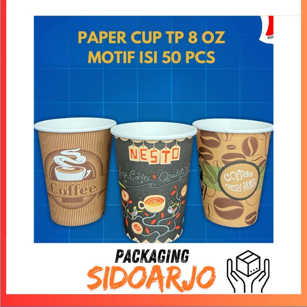 Jual Paper Cup Tp 8 Oz Motif 160 Gsm / Gelas Kertas Kopi Isi 50 Pcs | Shopee Indonesia