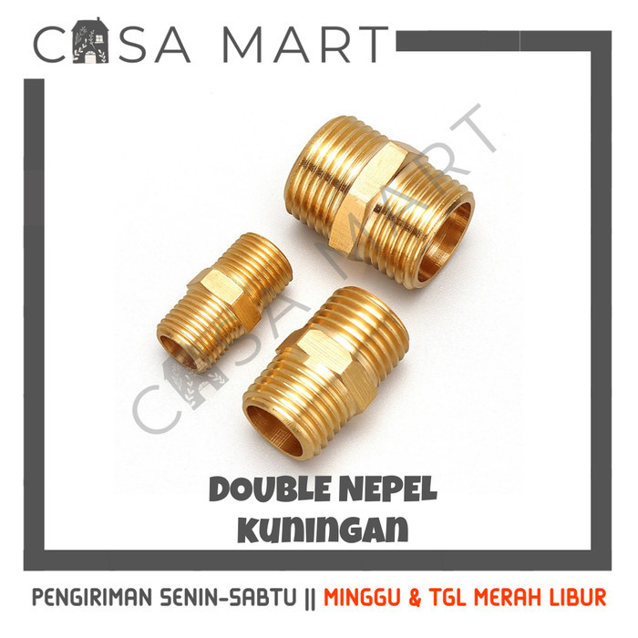 Jual CASA MART Dobel Nepel Kuningan 1/4 x 1/4 3/8 x 3/8 Sambungan Air Panas Kompresor Sok Drat ...