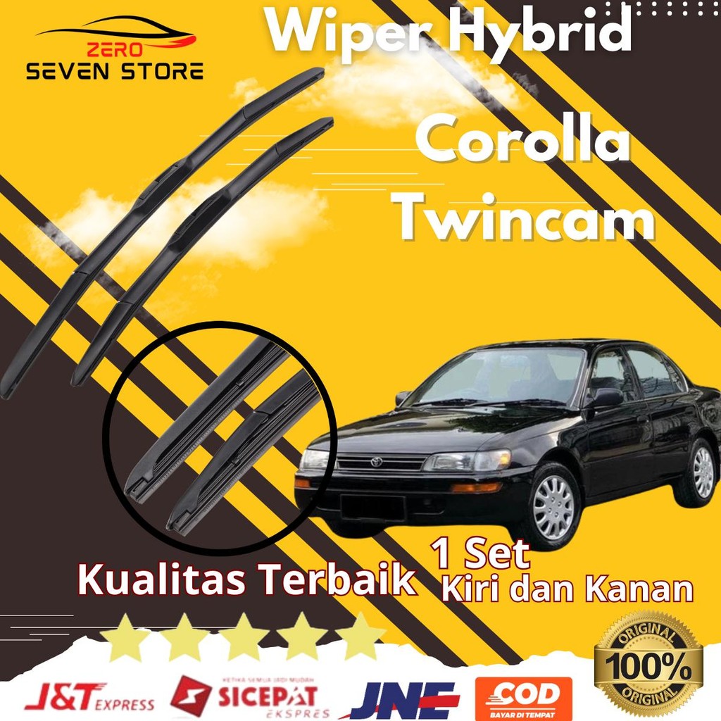 Jual Wiper Hybrid Toyota Corolla Twincam 1 Set Kiri dan Kanan Tanpa Rangka Besi Blade Kaca Karet ...