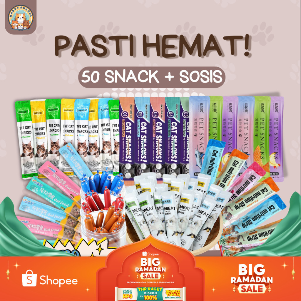 Jual 50pcs mix Snack Kucing Paket Hemat Makanan basah Camilan Kucing ...
