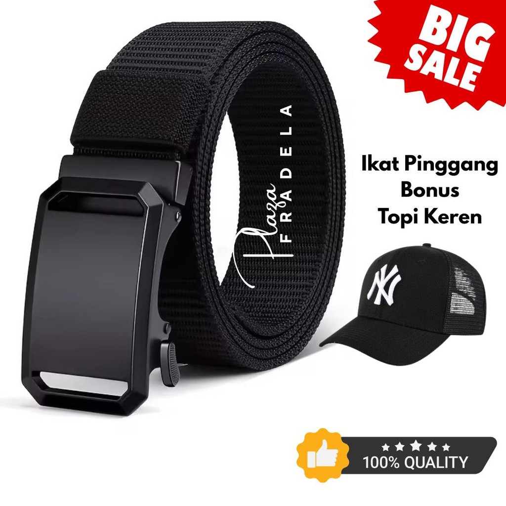 Jual Sabuk Pria - Ikat Pinggang Nylon Kanvas Kepala Besi Gratis Topi ...