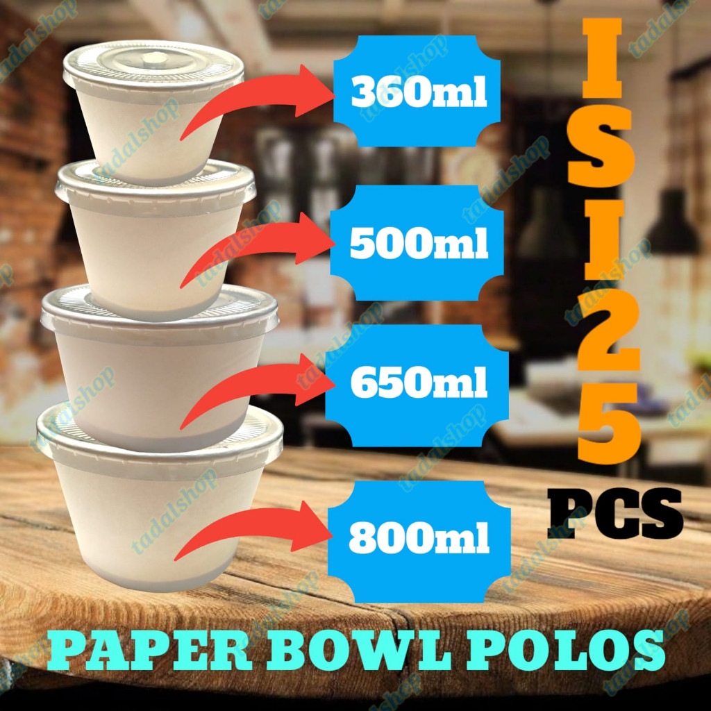 Jual grosir paper bowl mangkok kertas semua ukuran paper bowl tebal paper bowl 360ml 500ml 650ml ...
