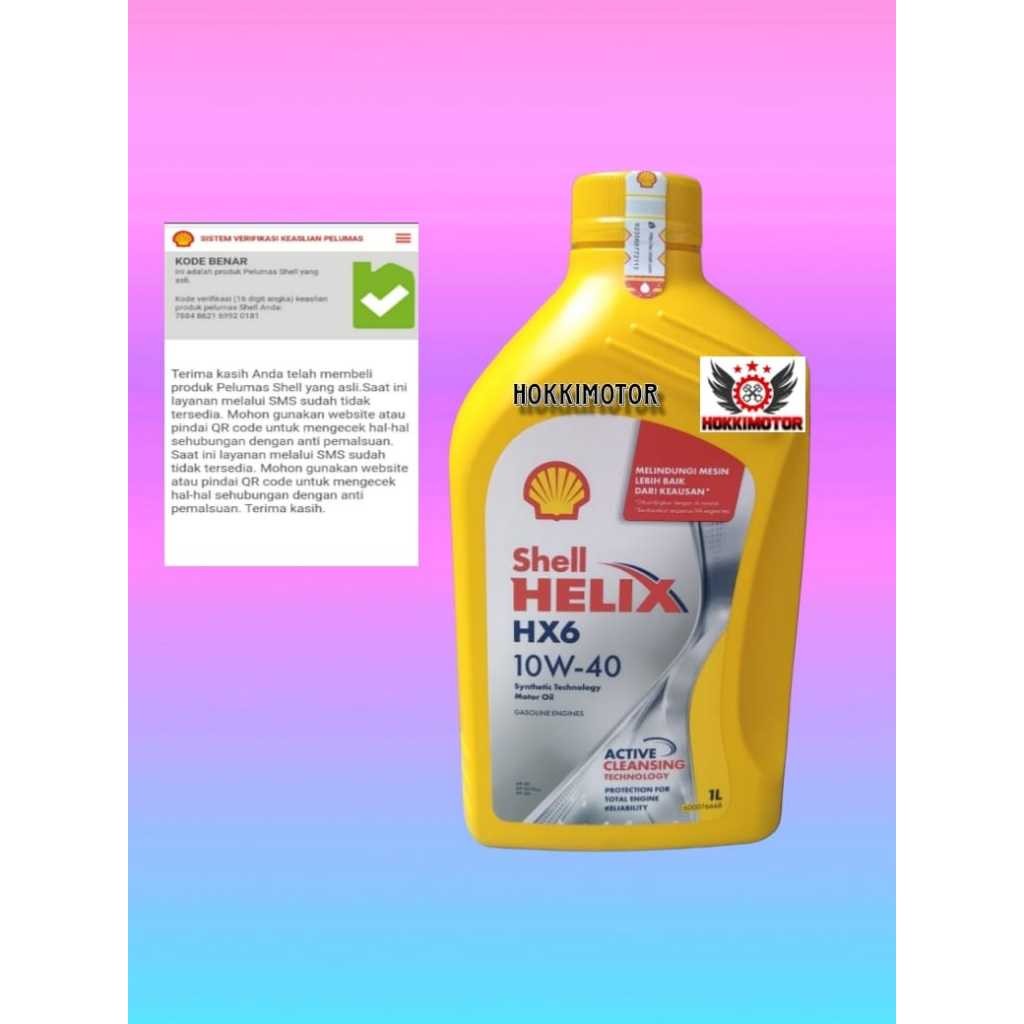 Jual OLI MESIN SHELL HELIX HX6 SAE 10W-40 1 LITER SCAN BARCODE BENSIN ...