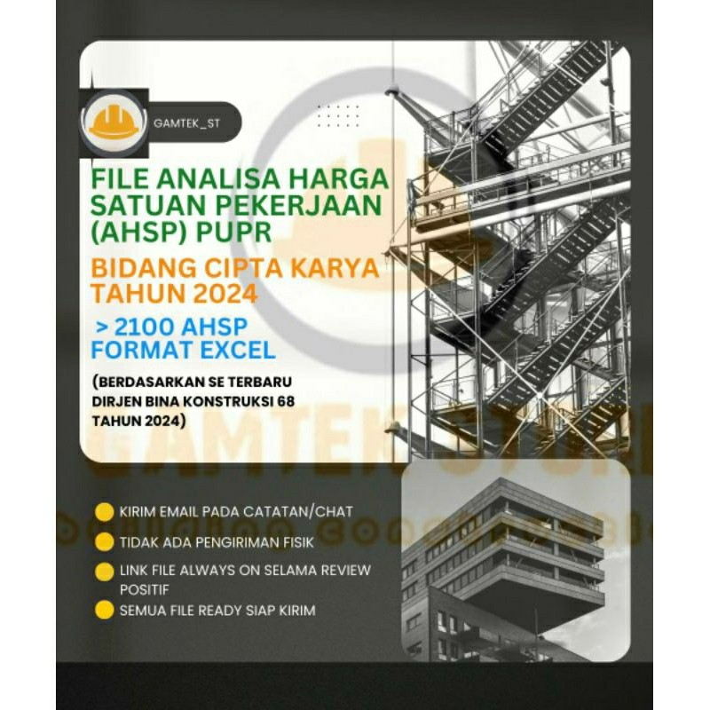 Jual (EMAIL) FILE AHSP ANALISA HARGA SATUAN PEKERJAAN CIPTA KARYA TAHUN ...