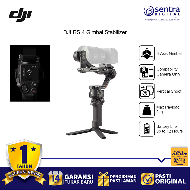 Jual DJI RS 4 Stabilizer 3 Axis Gimbal Ronin S4 payload 3Kg with Native ...