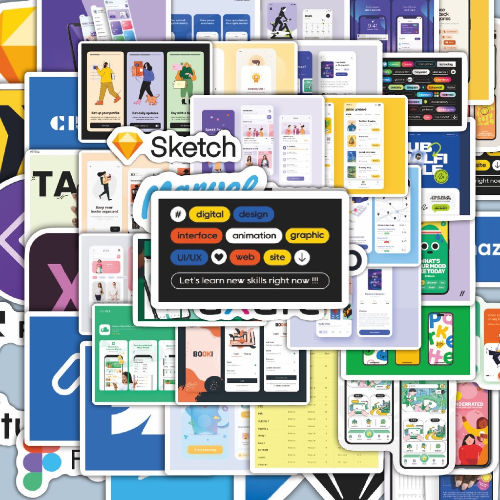Jual 100PCS Lucu Stiker UI UX Design Stiker Aesthetic Stiker Anti Air ...