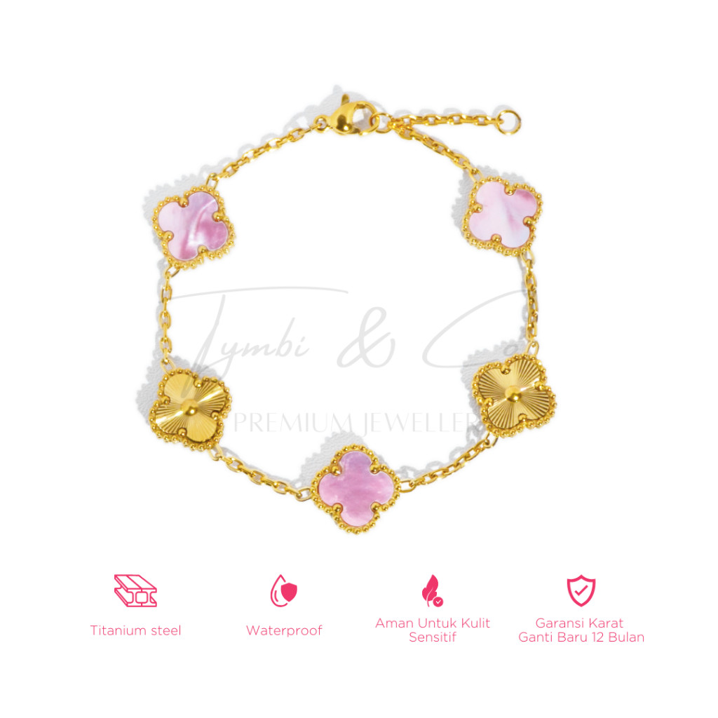 Jual Tymbi&Co - Cora Bracelet | Gelang Clover 2 Side Titanium Anti ...