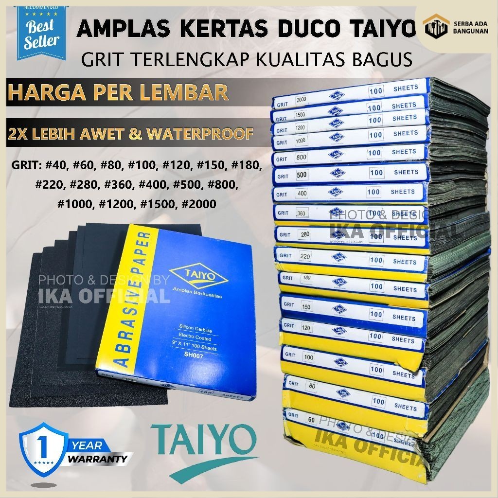 Jual SAB Amplas Kertas Lembaran Taiyo Ampelas Duco 60 80 100 150 180 ...