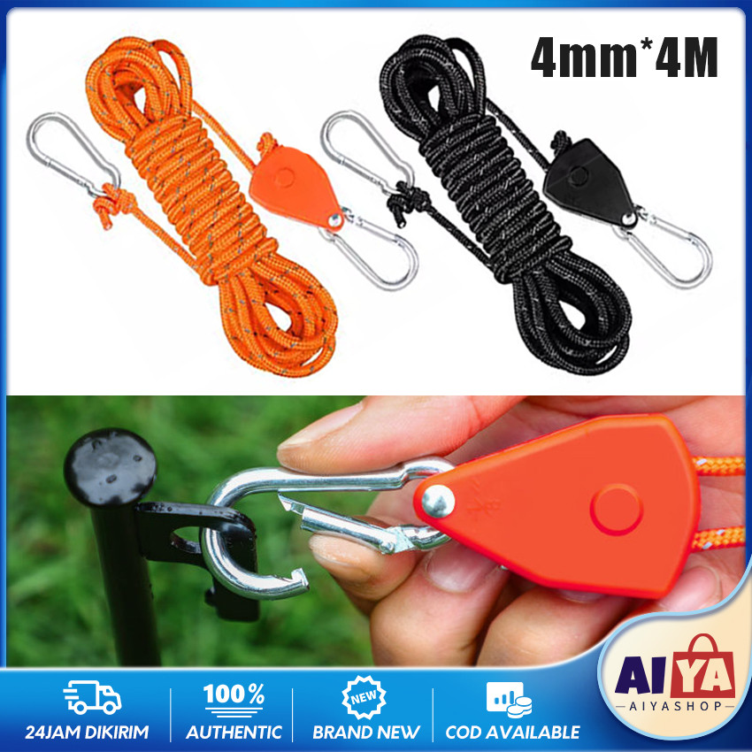 Jual 4M Tali Katrol Guyline Pulley Adjustable Untuk Flysheet Tenda ...