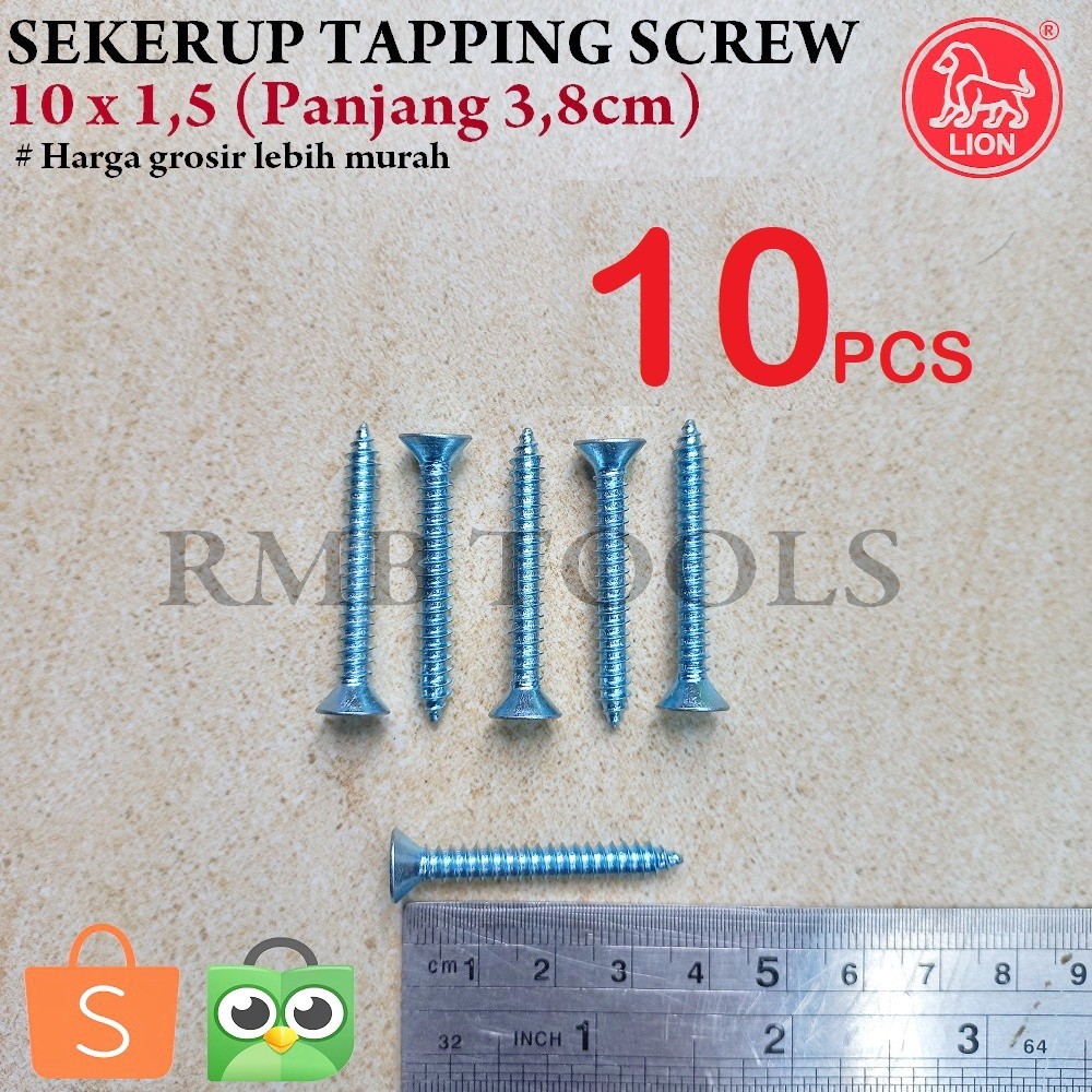 Jual 10x1-1/2 Sekrup Tapping FH Verseng Panjang 3.8cm 10 / Skrup Tapping FH Verseng 10 x 1-1 ...