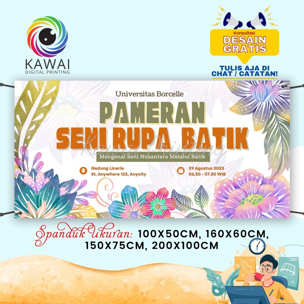 Jual Spanduk Banner MMT Pameran Seni Batik Hijau Putih Bisa Rekuest ...