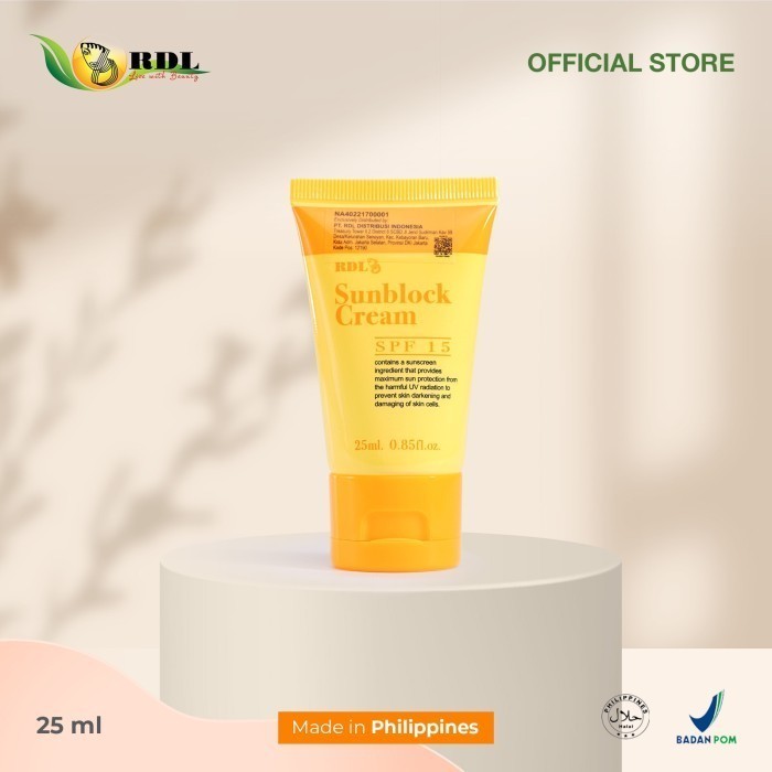 Jual RDL Sunblock Cream SPF 15 / 25ML | Shopee Indonesia