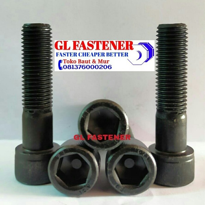 Jual Baut L Baja M10 x 90 Hitam / Socket Cap Screw Grade 12.9 BL P1.5 L8 | Shopee Indonesia
