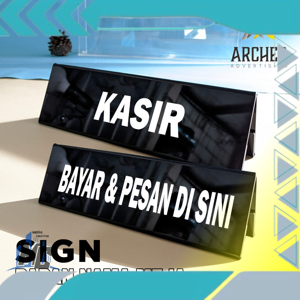 Jual SIGN BOARD PAPAN PENUNJUK KASIR MEJA TIPE V AKRILIK ACRYLIC ...
