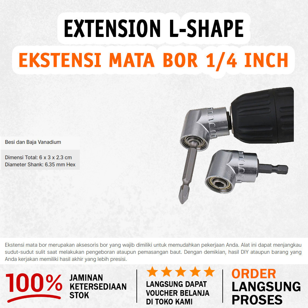 Jual Sambungan Bor Bentuk L 105 derajat 1/4 inch 6.35mm Hex Bit Socket ...