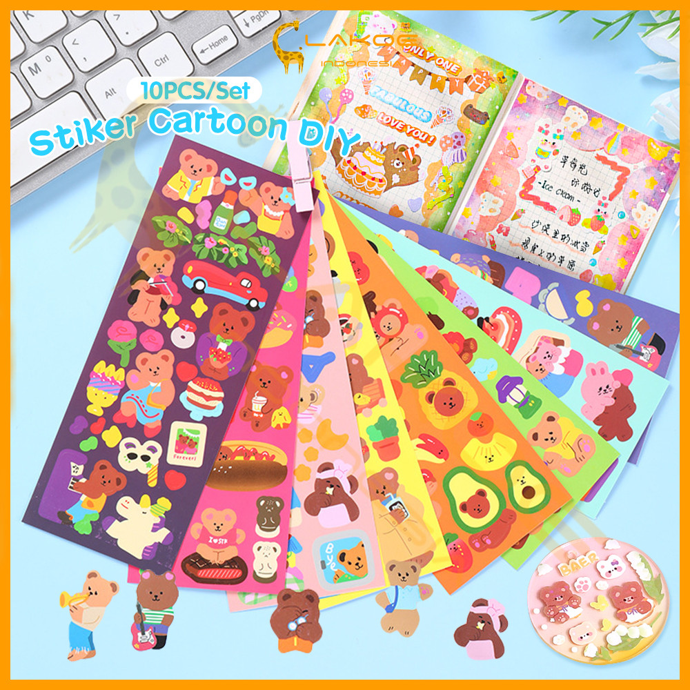 Jual LAKOE 10pcs diy Diary Sticker Cartoon DIY Sticker Pack Deco ...