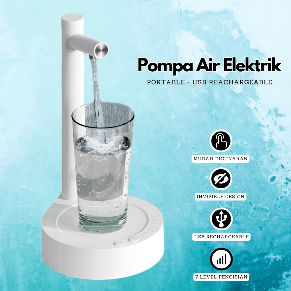 Jual Pompa Dispenser Galon Air Elektrik Estetik USB Rechargeable 7 ...