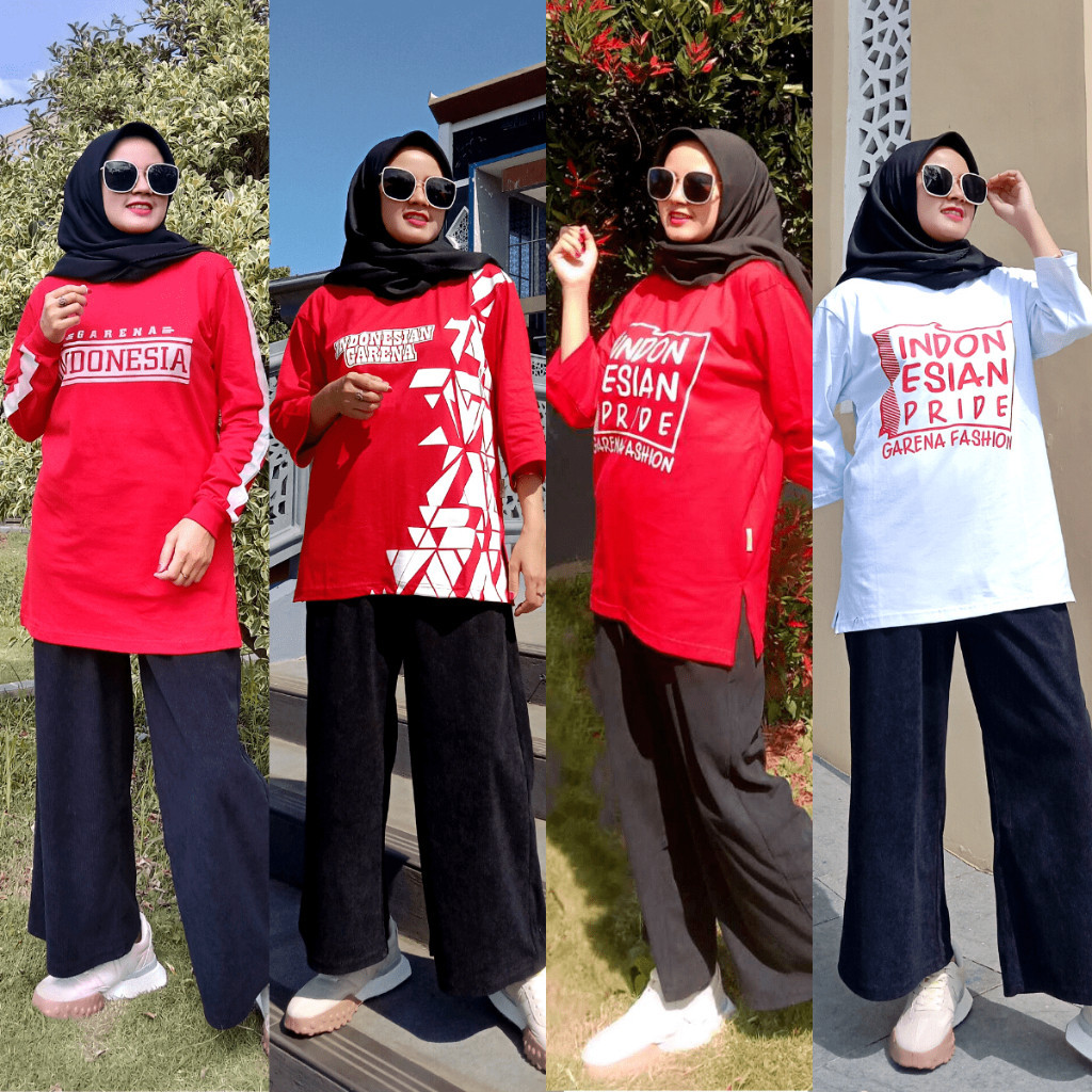 Jual Kaos Wanita Lengan Panjang Edisi 17 Agustus / Oversize Wanita Kemerdekaan / Atasan Merah ...