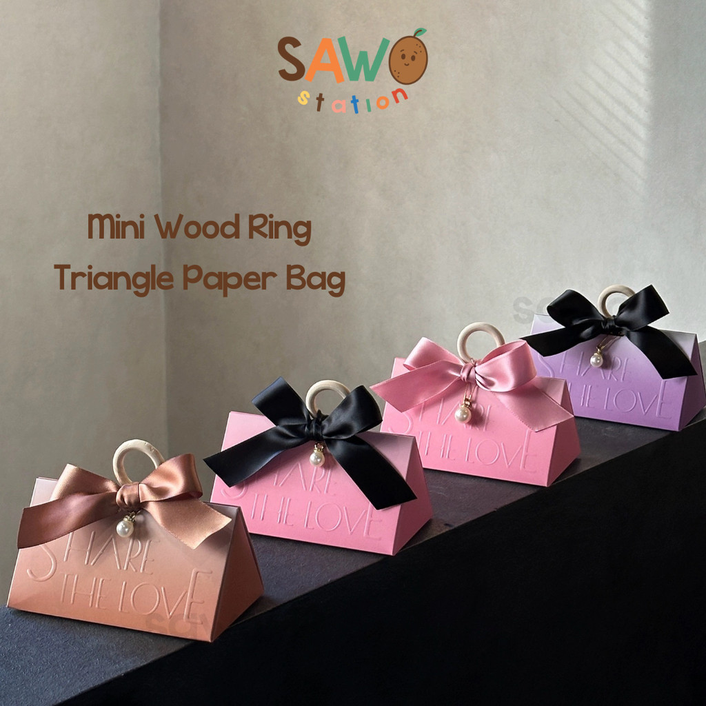 Jual Mini Wood Ring Paper Bag Kantong Hadiah Kado Packaging Pita Ribbon ...