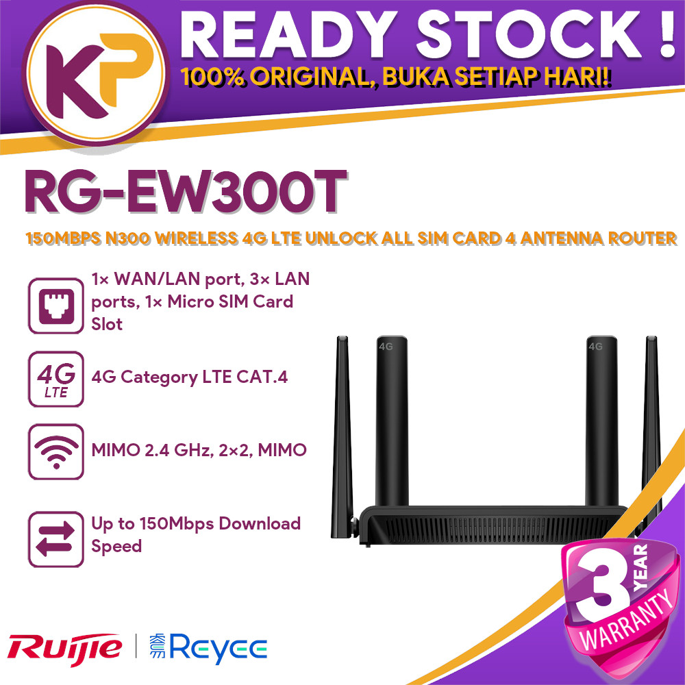 Jual RUIJIE REYEE RG-EW300T 150MBPS N300 WIRELESS 4G LTE UNLOCK ALL SIM ...