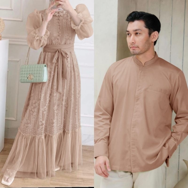 Jual Butik TNB Gamis Couple Naria Bz4 Terdapat ukuran, cantik dan elegant, pasangan, Couple ...