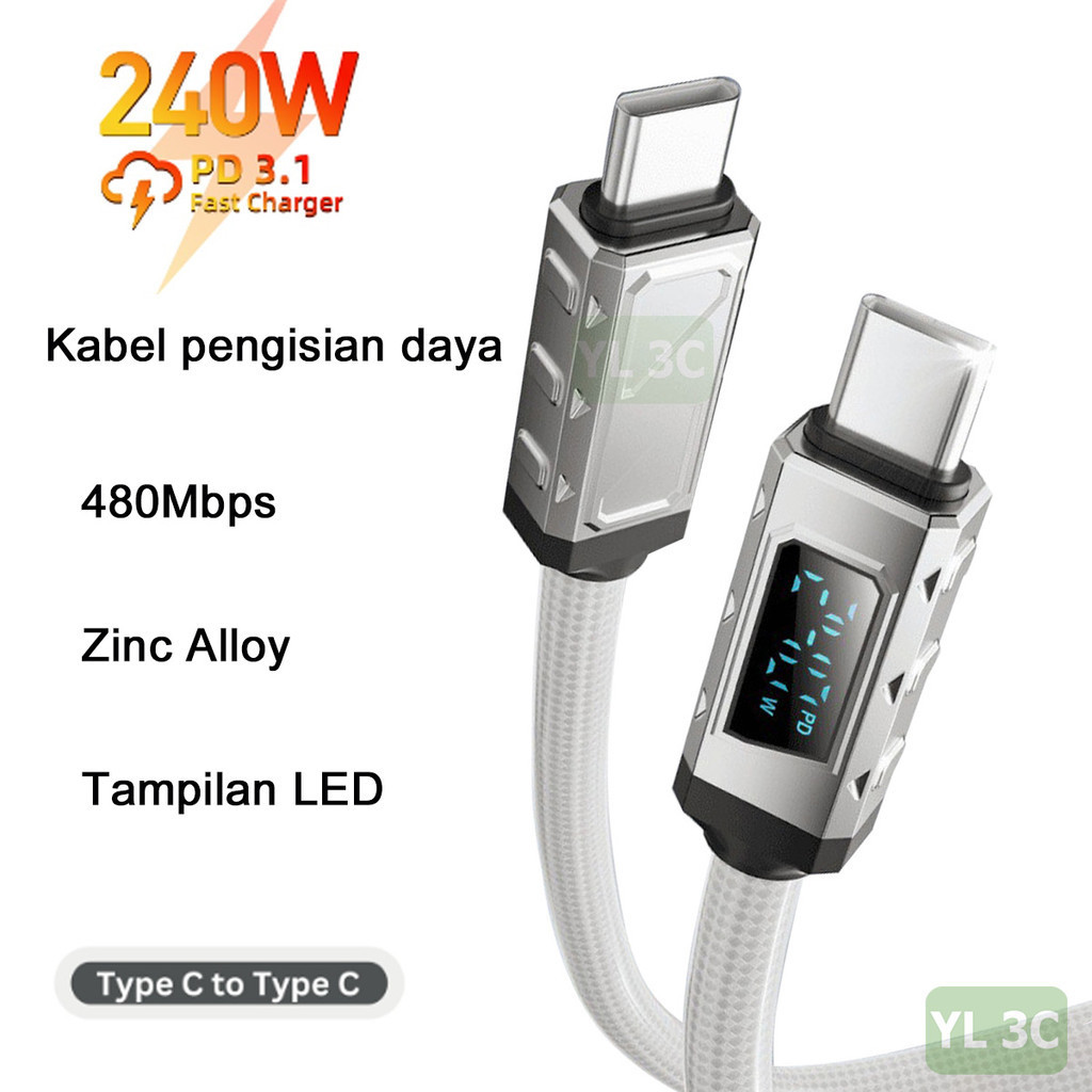 Jual 1.5M 240W Fast Charging Data Cable PD Type-C to Type C Kabel Data ...
