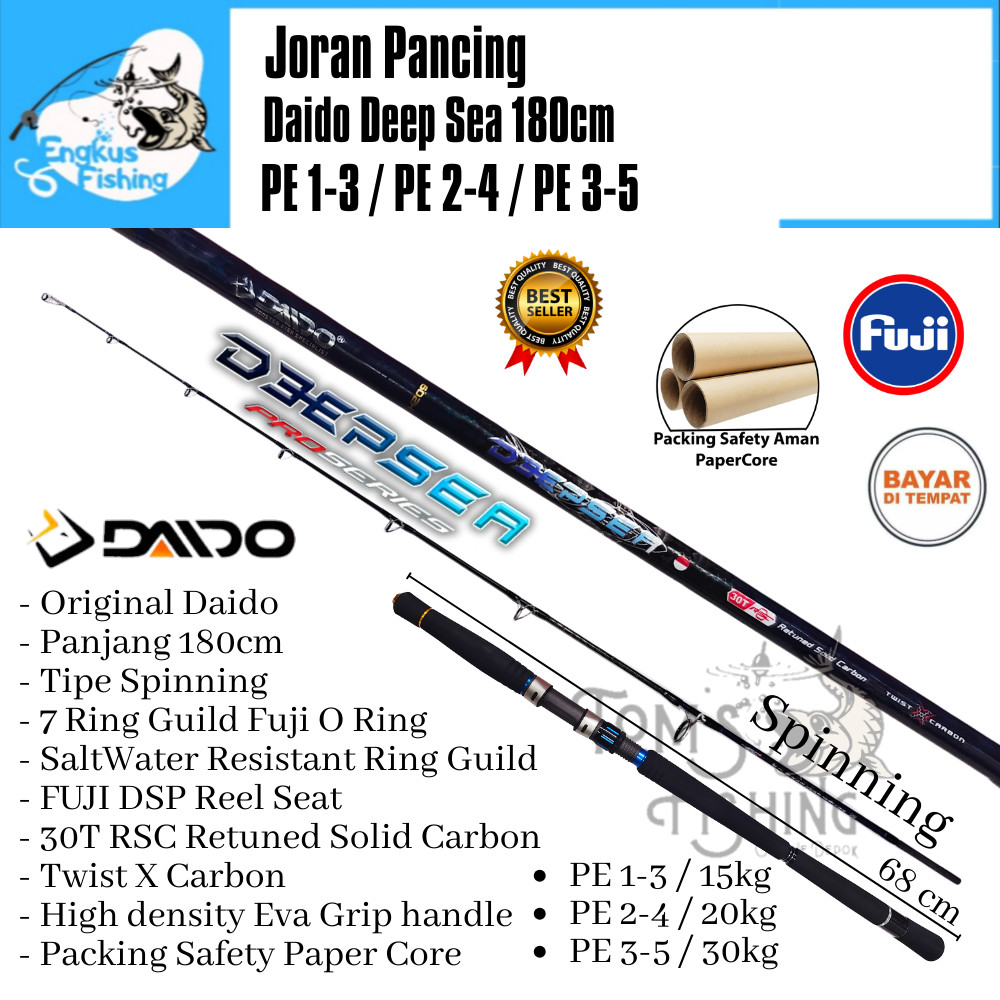 Jual Joran Pancing DAIDO DEEP SEA 180cm PRO SERIES Jigging (PE 1-3 - PE ...