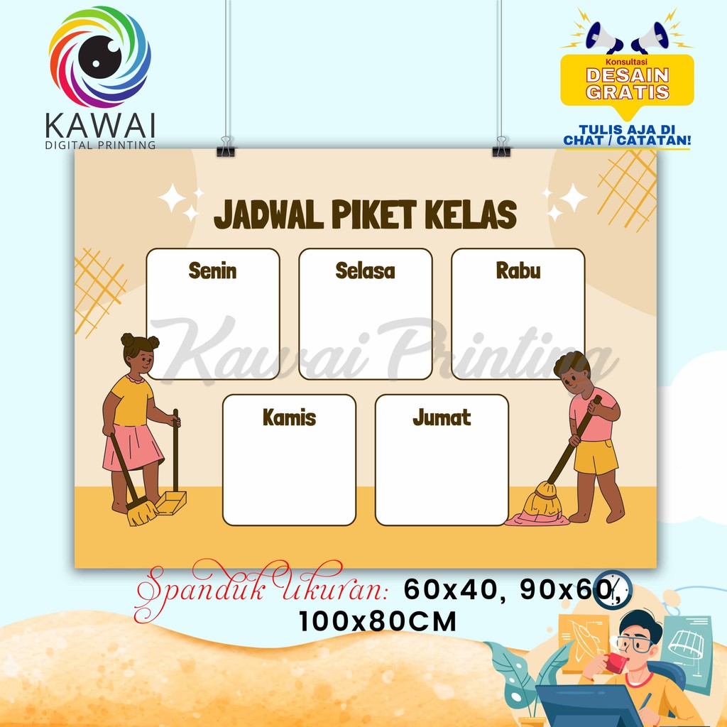 Jual SPANDUK / BANNER Jadwal Piket Kuning Krem Free Desain | Shopee ...