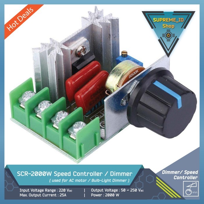 Jual SCR-2000W Adjustable Voltage Regulator AC Motor Speed Control ...