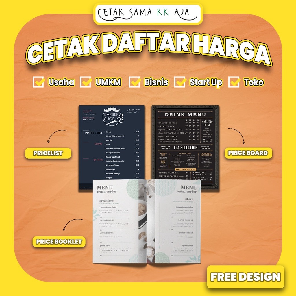 Jual [FREE DESIGN] CETAK DAFTAR HARGA PRICELIST PRICE BOARD PRICE ...