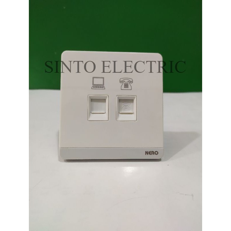 Jual NERO Decora White Outlet Data Cat 6 + Outlet Telepon | Shopee ...