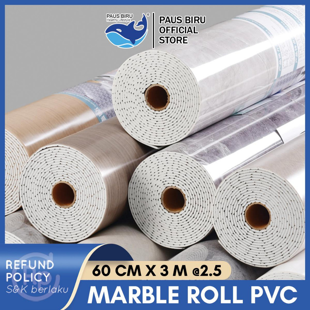 Jual XE34R Paus Biru - Wallpaper Dinding Motif Vinyl Marble Foam Roll Sticker Kamar Dekorasi PET ...