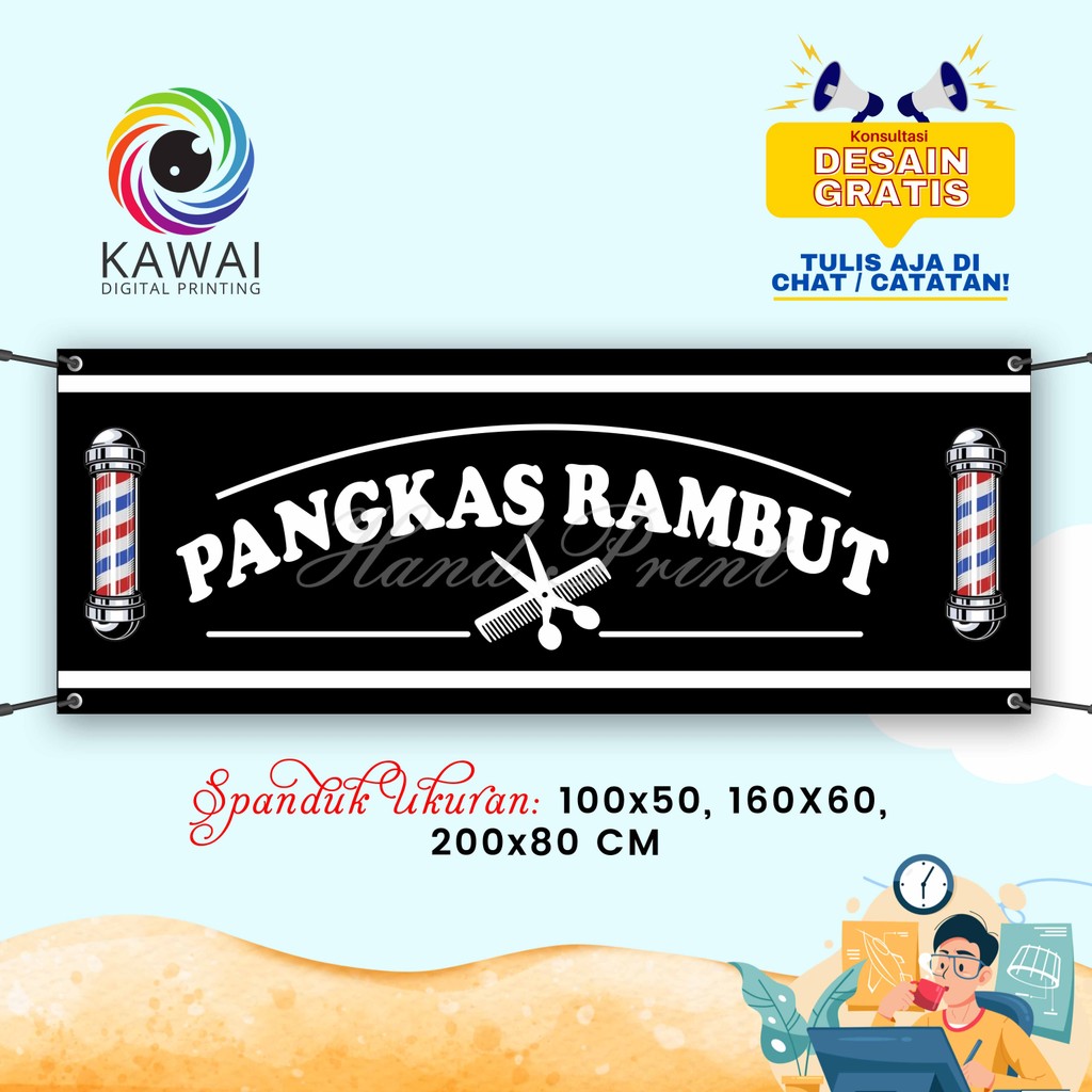 Jual SPANDUK / BANNER Pangkas Rambut Hitam Polos Free Desain | Shopee ...