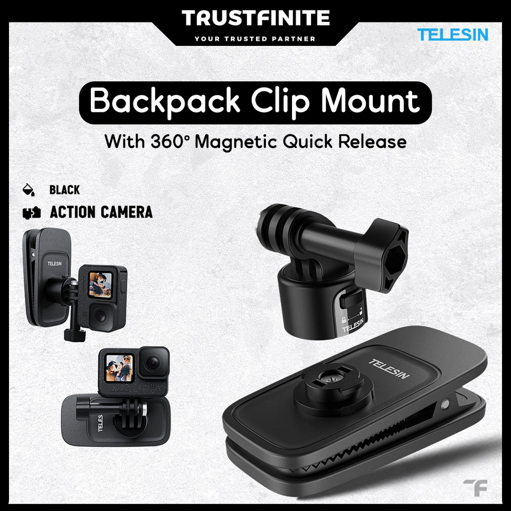 Jual Telesin Quick Release Magnetic 360 Backpack Clip Mount for GoPro ...
